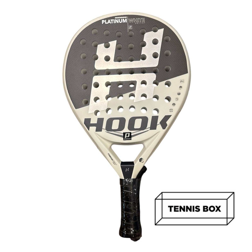 Padel racket ไม้พาเดล Hook Platinum Comfort White ของแท้ พร้อมส่ง ...