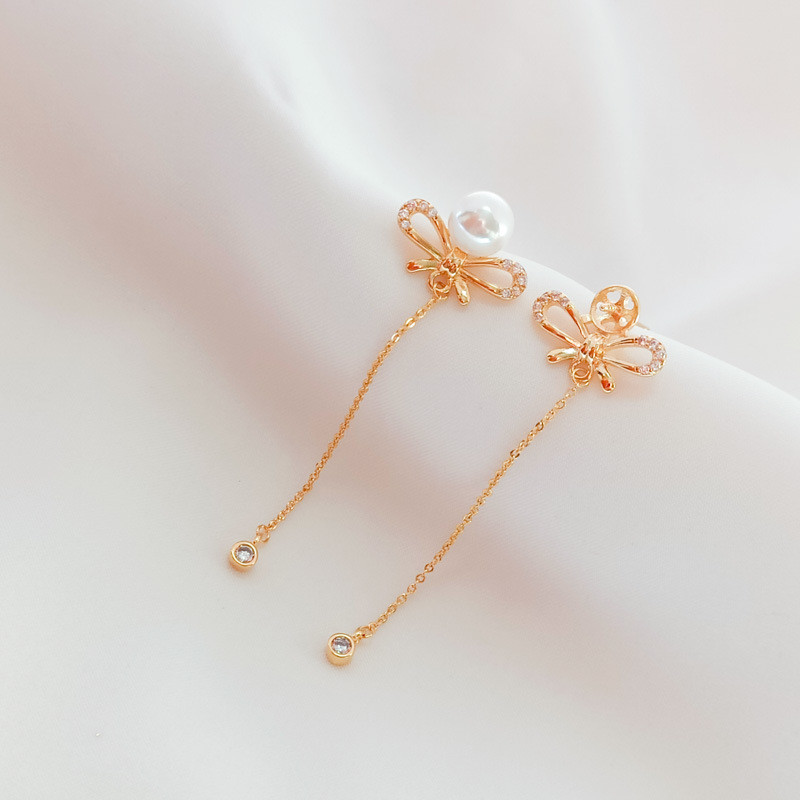 อุปกรณ์รักษาสี14K ห่อทองฝังรูปผีเสื้อเซอร์โคเนียมถาดเปล่า S925เข็มเห็ดหูหนูขาวพร้อมต่างหูเพทายทำ ...