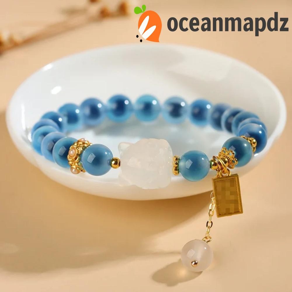 Oceanmapdz สร้อยข้อมือลูกปัดอาเกต, เครื่องประดับมือคริสตัลสร้อยข้อมือหรูหรา, Retro Vintage พู่ ...