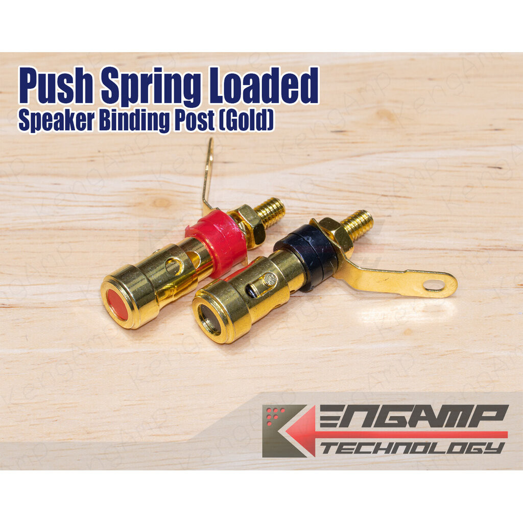 (มีตัวเลือก) [PJ] Push Spring Loaded Speaker Binding Post (Gold) ขั้ว ...
