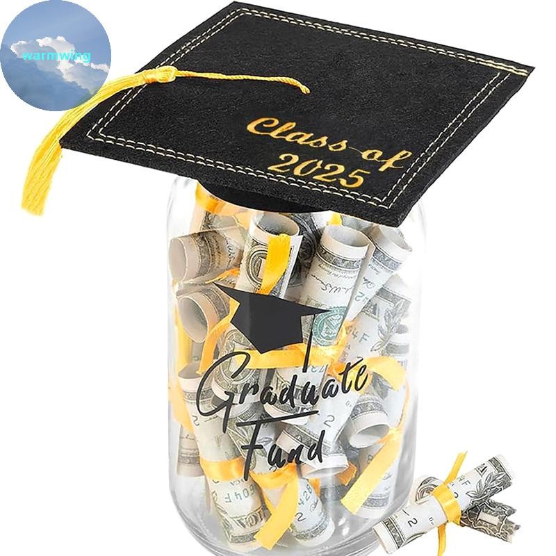 Warmwing 2025 ของขวัญรับปริญญา DIY Mason Jar เต็มไปด้วยเงินและคลาสปี 2025 ชุดหมวกสําเร็จการศึกษา ...