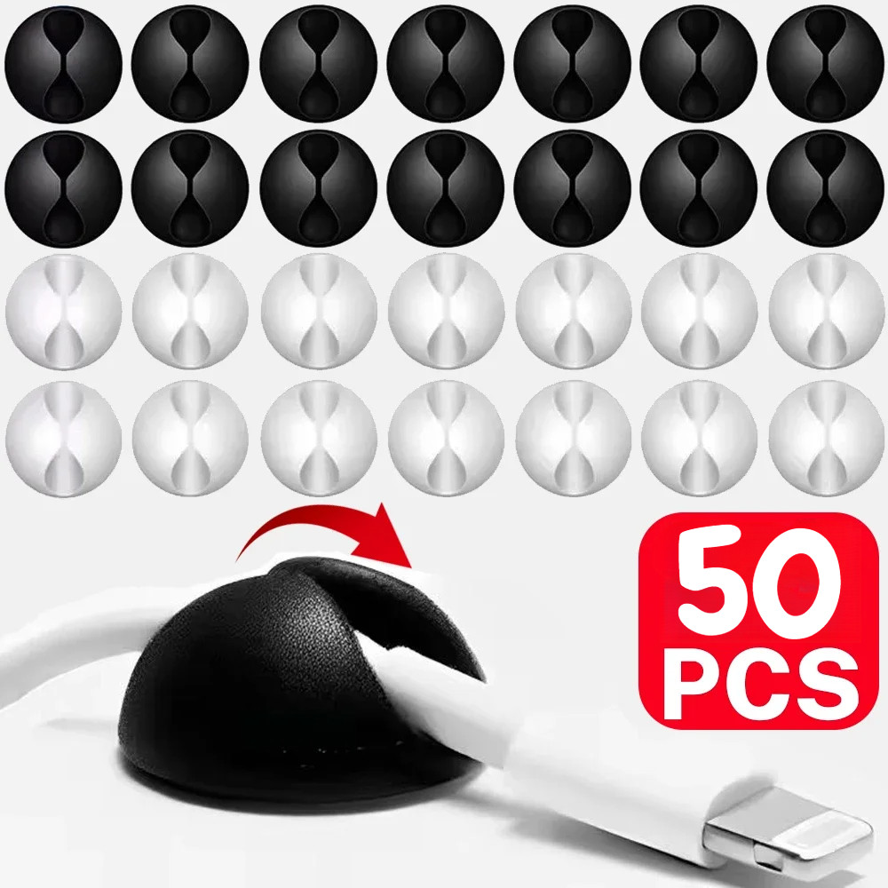 10/30/50 ชิ้น Mini Cable Winder Desktop Tidy Management คลิป-ซิลิโคน ...