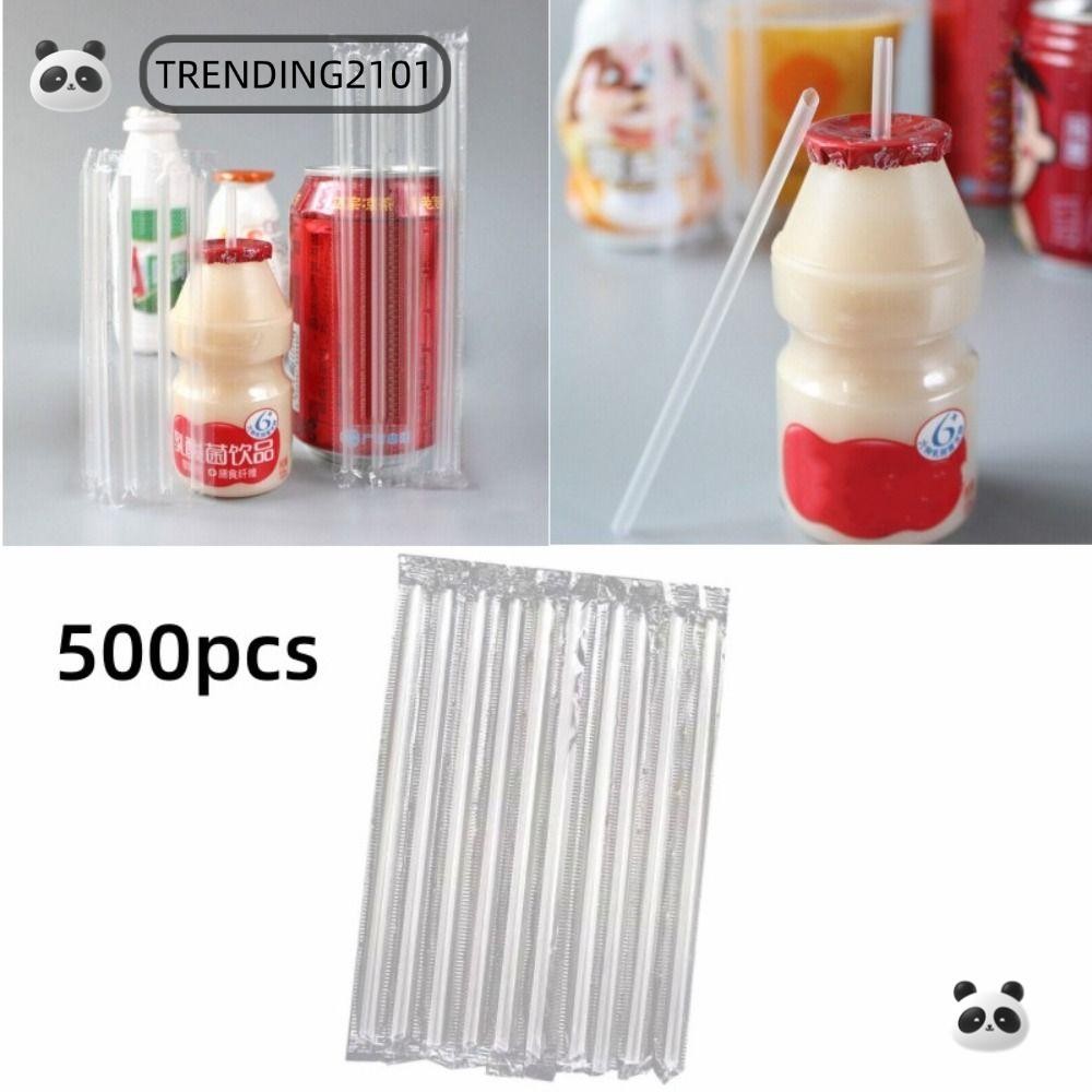 กําลังมาแรง2101 500ชิ้น หลอดพลาสติก, หลอดทิ้งโปร่งใสหัวแหลม, หน้า แบบพกพาห่อเป็นรายบุคคลหลอดดื่ม ...