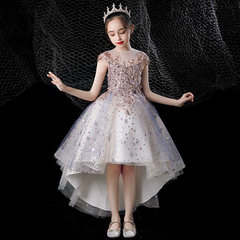 เปียโนชุดเจ้าหญิงสาวชุดราตรีแคทวอล์เด็กโฮสต์ผ้ากอซปุยเครื่องแต่งกายประสิทธิภาพระดับไฮเอนด์วัน