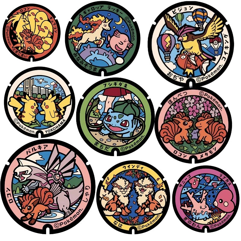 Pokemon Circular Label Series โอนความร้อน DIY เสื้อยืดหมวกล้างทําความ ...