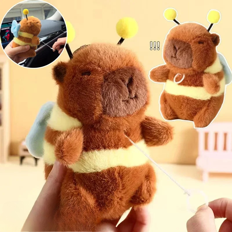 น่ารักการ์ตูน Capybara จี้วาด Jitterbug ปีก Bee Capibara พวงกุญแจ Plush ...