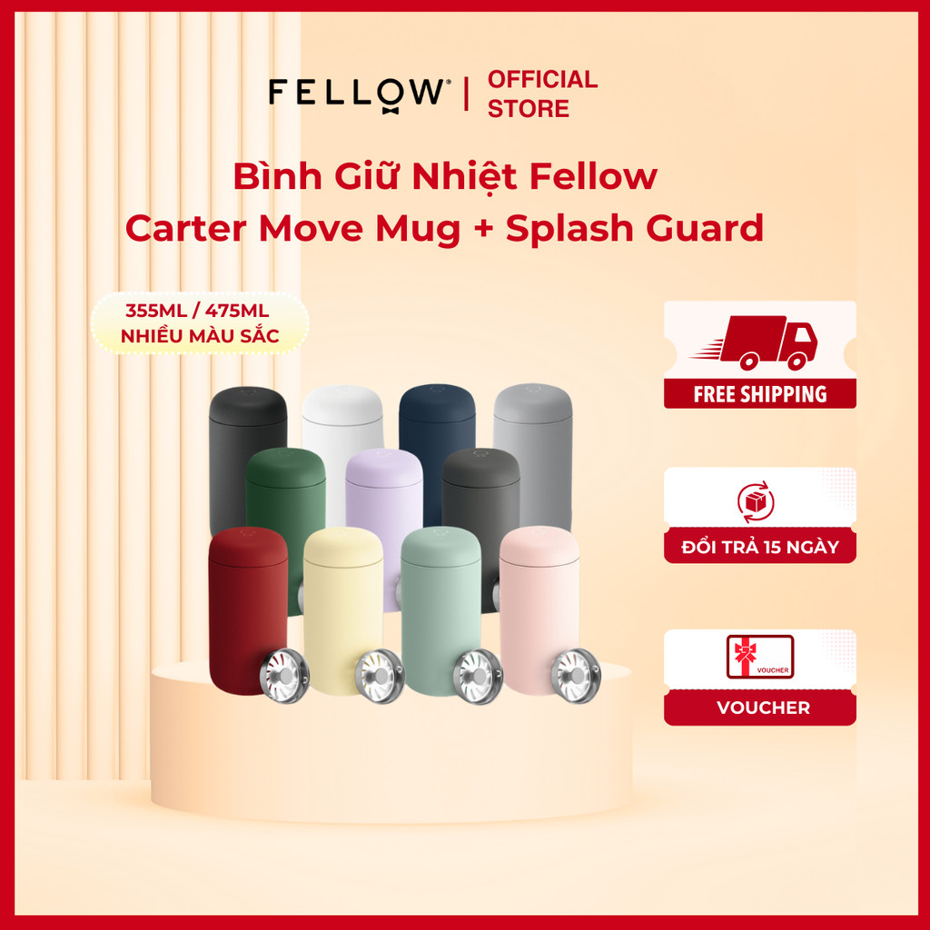 Fellow Carter Move Mug + Splash Guard - ความจุ 12oz 355ml/ 16oz 475ml ...