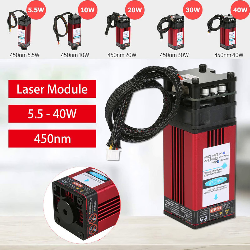 5.5W 10W 20W 30W 40W Laser Module 450nm Engraving Laser Head Fixed ...