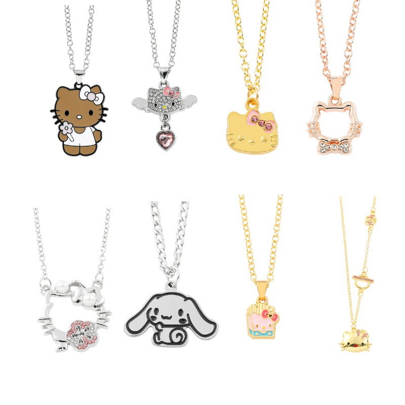 Hello Kitty Silver Clavicle Chain สําหรับสาวนักเรียนสร้างสรรค์ตัวอักษร ...
