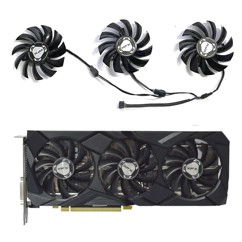 3 พัดลม 4PIN T128010Su 75MM RX590 พัดลม GPU ใหม่สําหรับ XFX RX590 GME ...