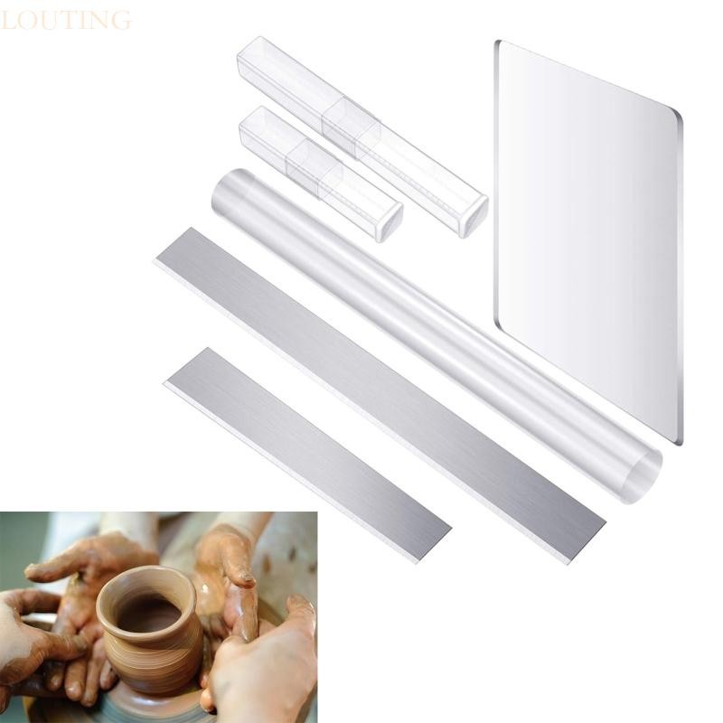 Louting 6 ชิ้นชุดเครื่องมือดินเหนียวอะคริลิค Rolling Pin แผ่นอะคริลิค ...
