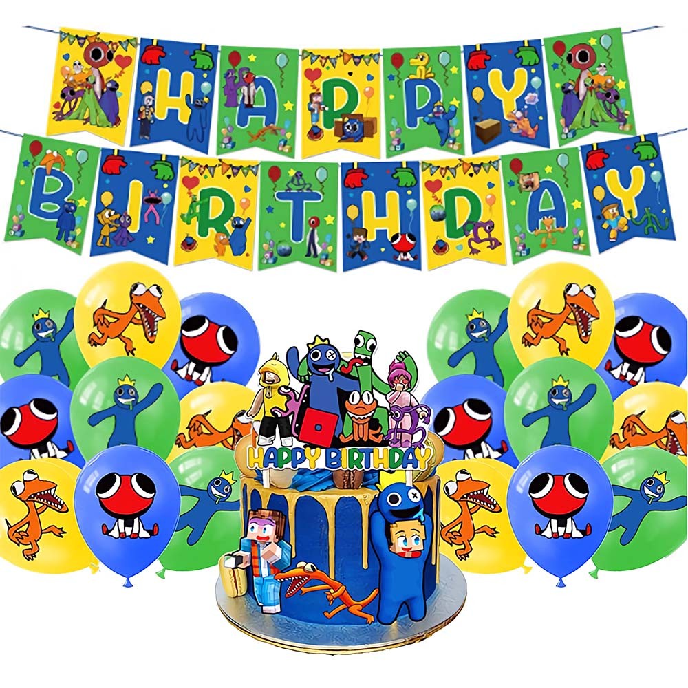 Rainbow Friends Birthday Party Decoration Set Banner Balloons Cake ...