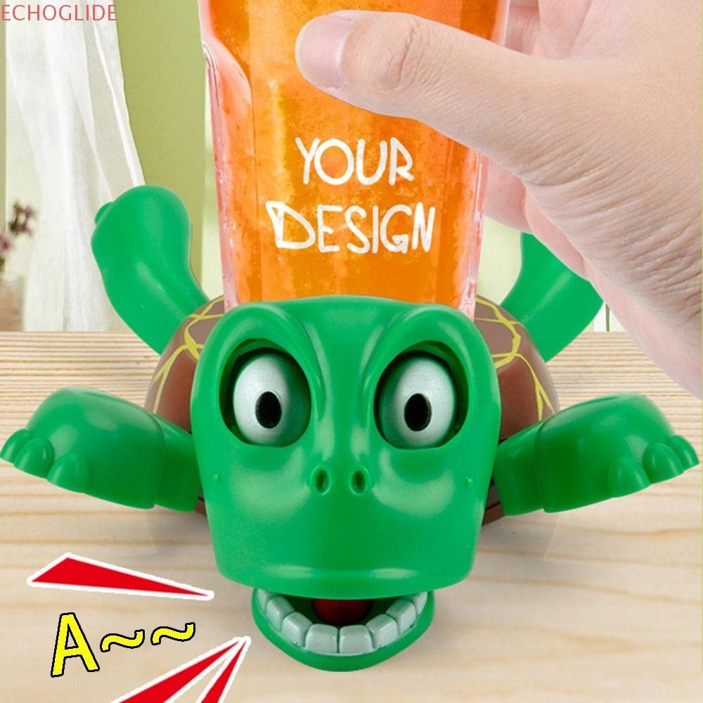 ECHOGLIDE Panicked Turtle Coaster, กดมีเสียง Creative Turtle Base Cup Mat, น่ารัก Gaping Eyes ...