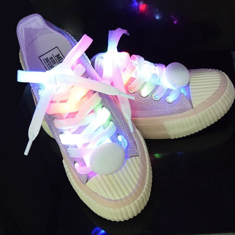 Colorful Flash LED Luminous Lace Flat Flash Fluorescent Shoelace ...
