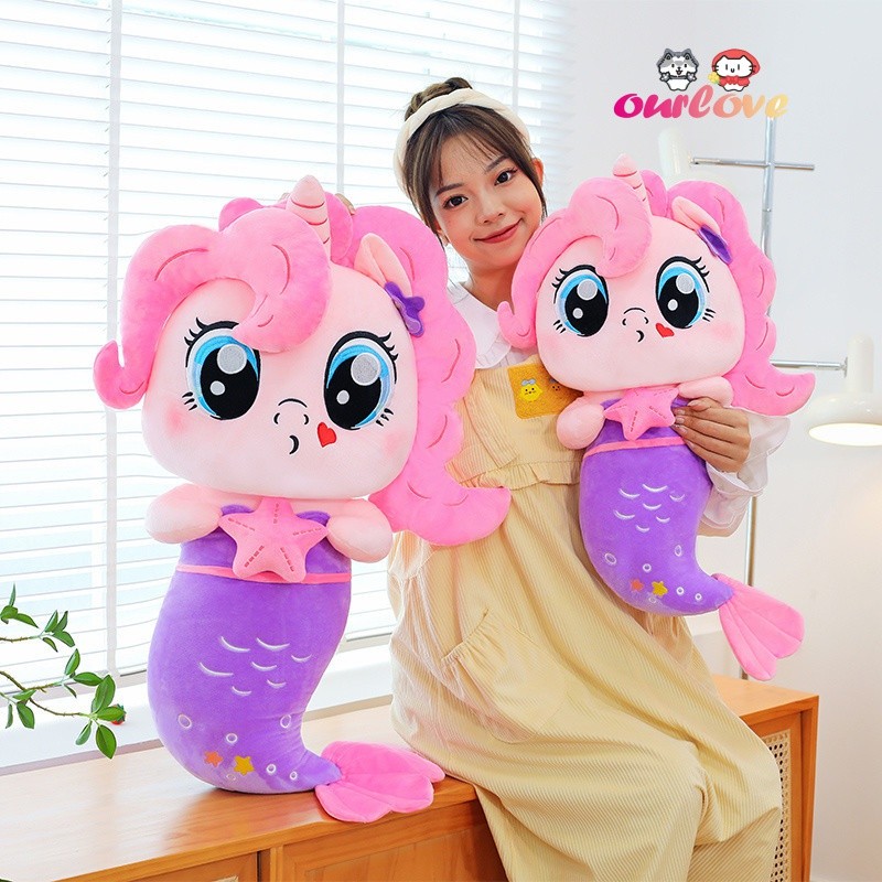 Creative Pony Baby Mermaid Doll Ladies Bed Hold Sleeping Doll Cartoon ...