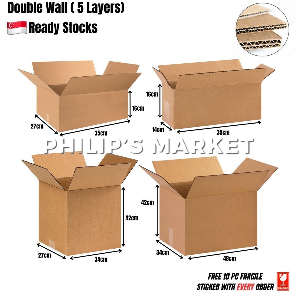 (Mix N Match) Double Wall Carton Box For Packing/Moving/Storage + ฟรี ...