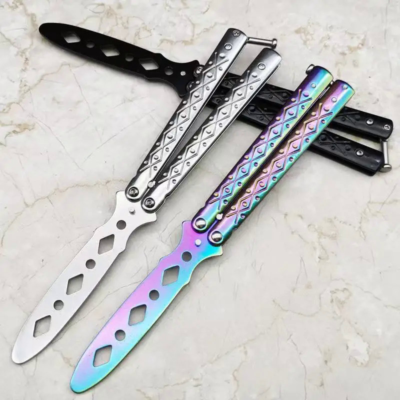 Foldable Butterfly Knife Portable Transformable Blunt Balisong Pocket ...