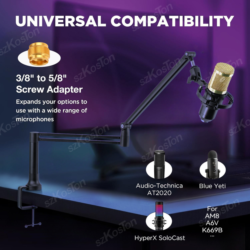 ปรับไมโครโฟน Boom Arm Extended Riser พร้อมการจัดการสายเคเบิล Low ...