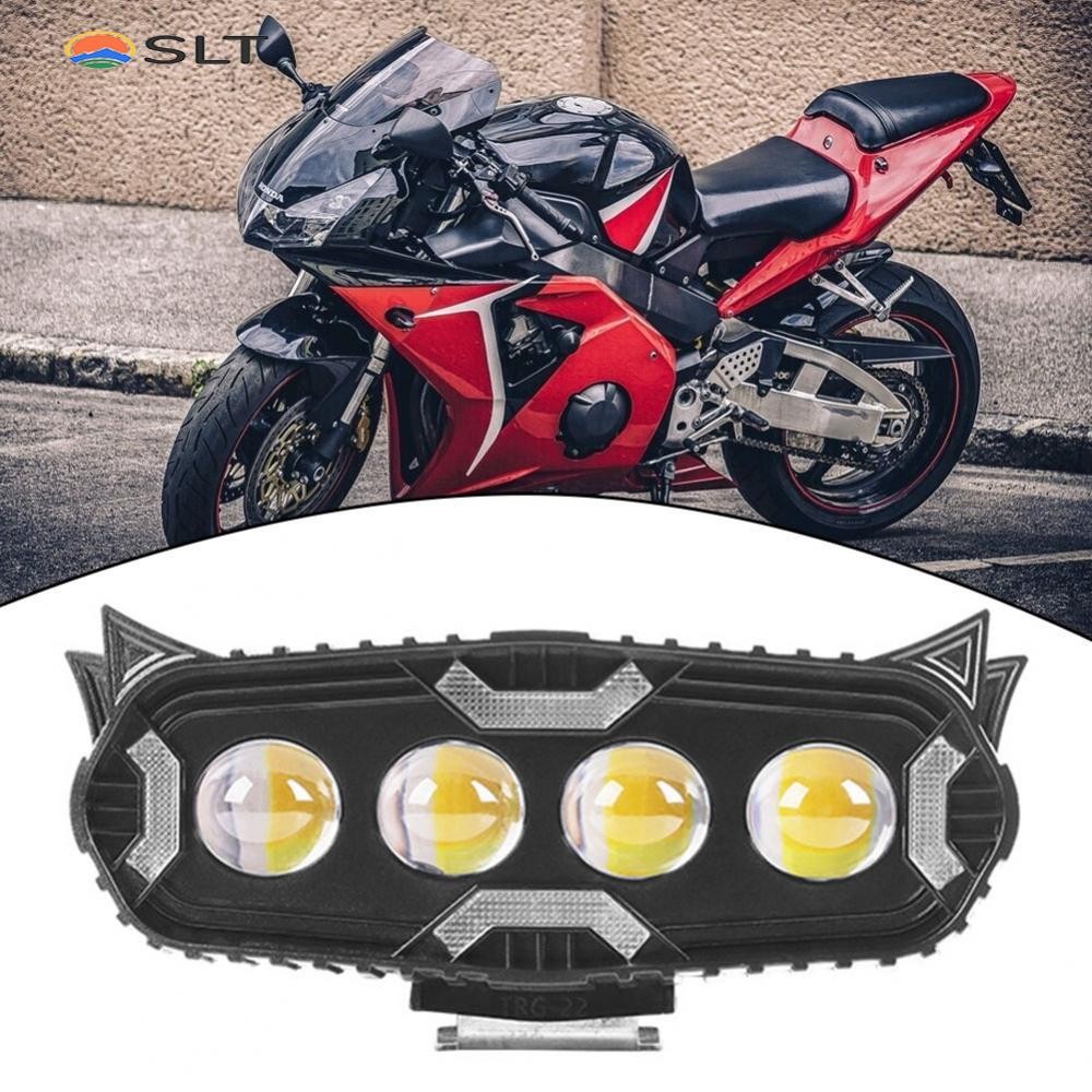 [SLTTH]LED Fog Light for Motorcycles 4 Lens Spotlight with Dual Color ...