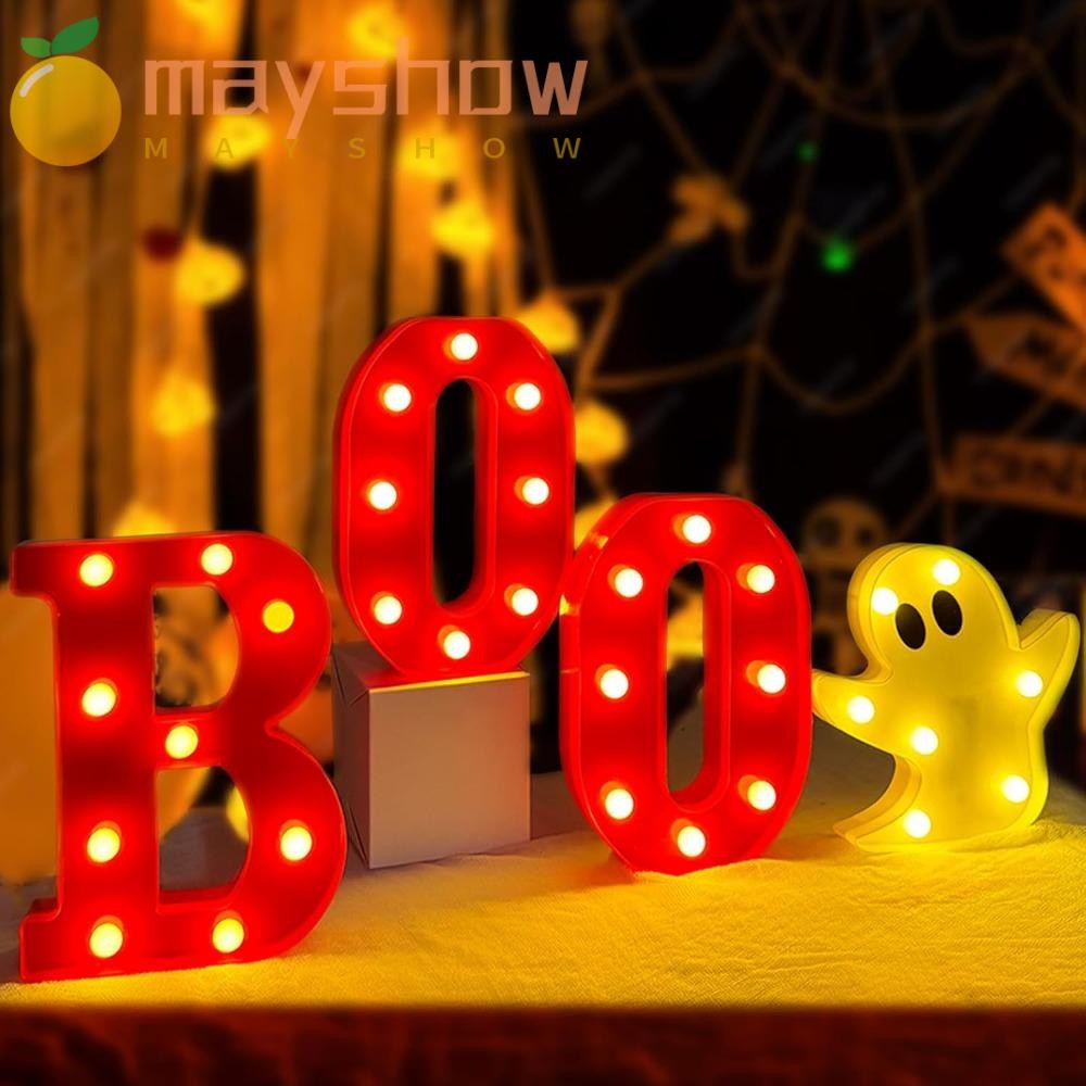 Mayshow ตกแต่งฮาโลวีน, อุปกรณ์ประกอบฉากพลาสติกป้าย "Boo" ไฟฮาโลวีน, ของ ...