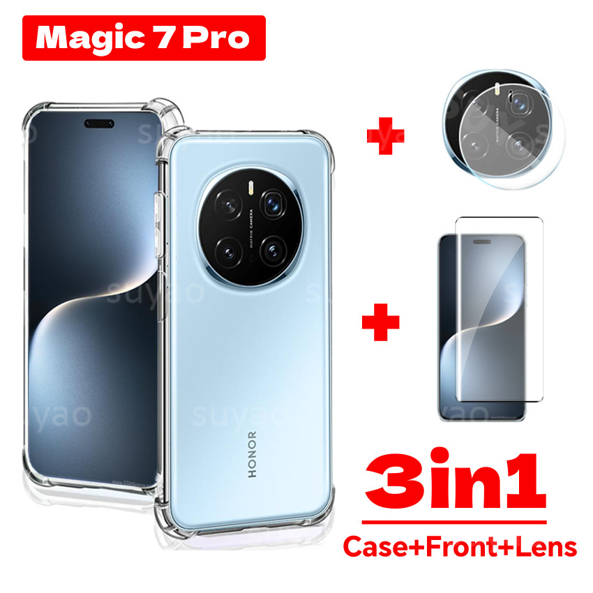 สําหรับ Honor Magic 7 Pro 7Pro 6 6Pro 2024 3in1 เคสโทรศัพท์ปลอกใส Magic7Pro Magic7 กันกระแทก ...
