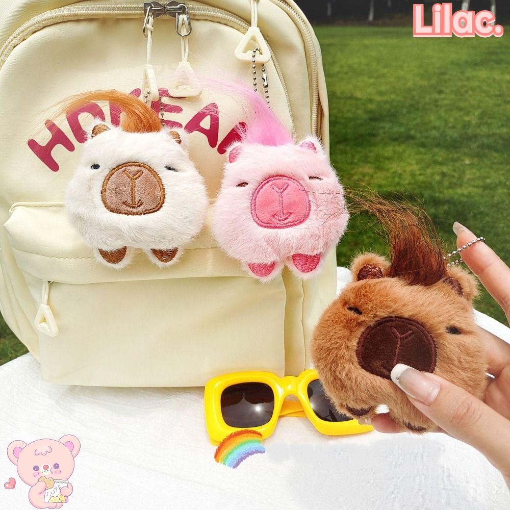 LILAC จี้ตุ๊กตา Capybara ขนยาว, กระเป๋าตุ๊กตาตกแต่งพวงกุญแจ Capybara ...