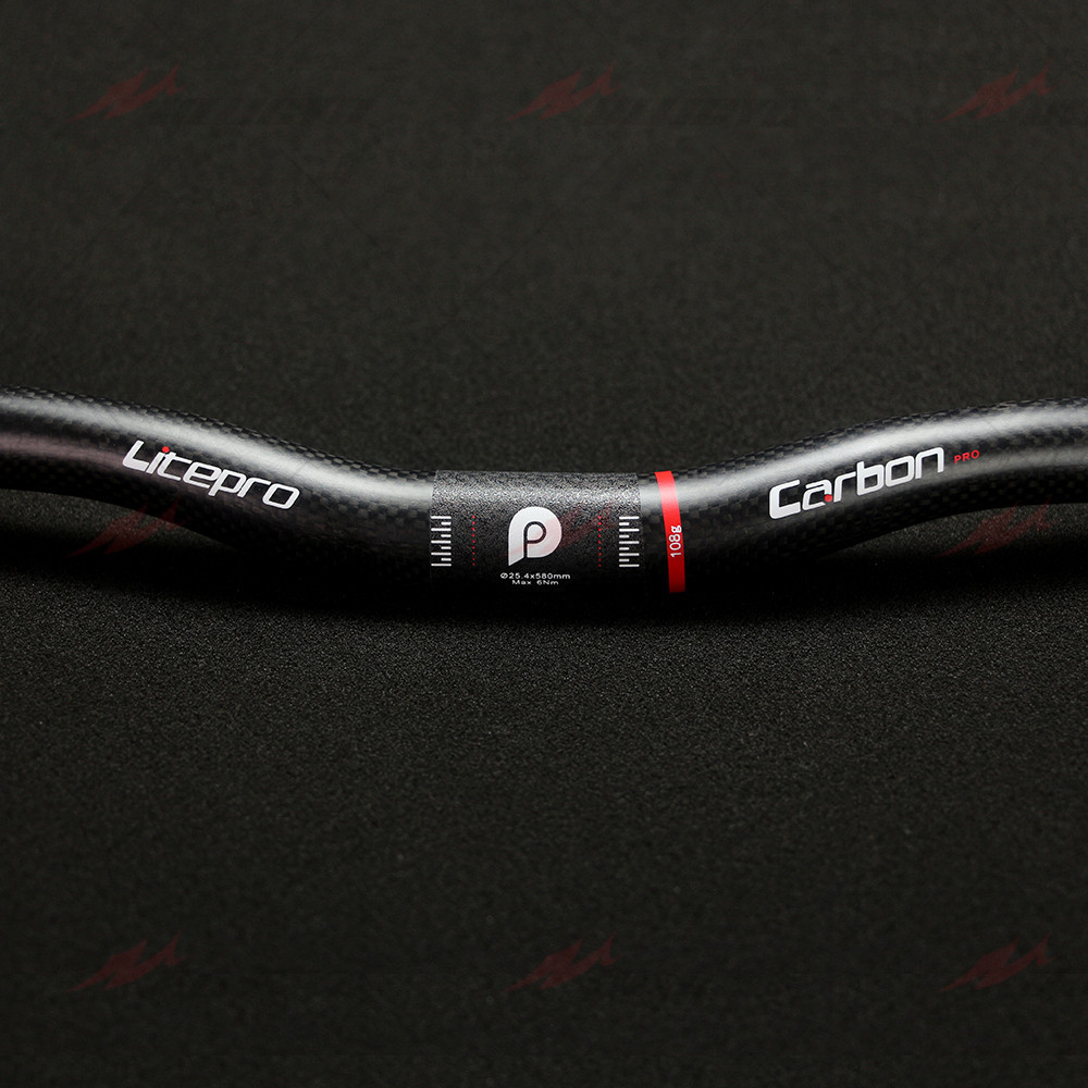 Litepro พับ/BMX 25.4 มม.580 มม.แฮนด์คาร์บอน MTB Handlebar แบนหรือ Rise ...