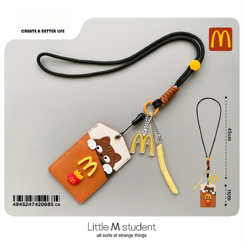 Ins McDonalds Cat Card Holder Bring Fries Student ID Card Cover Campus ...