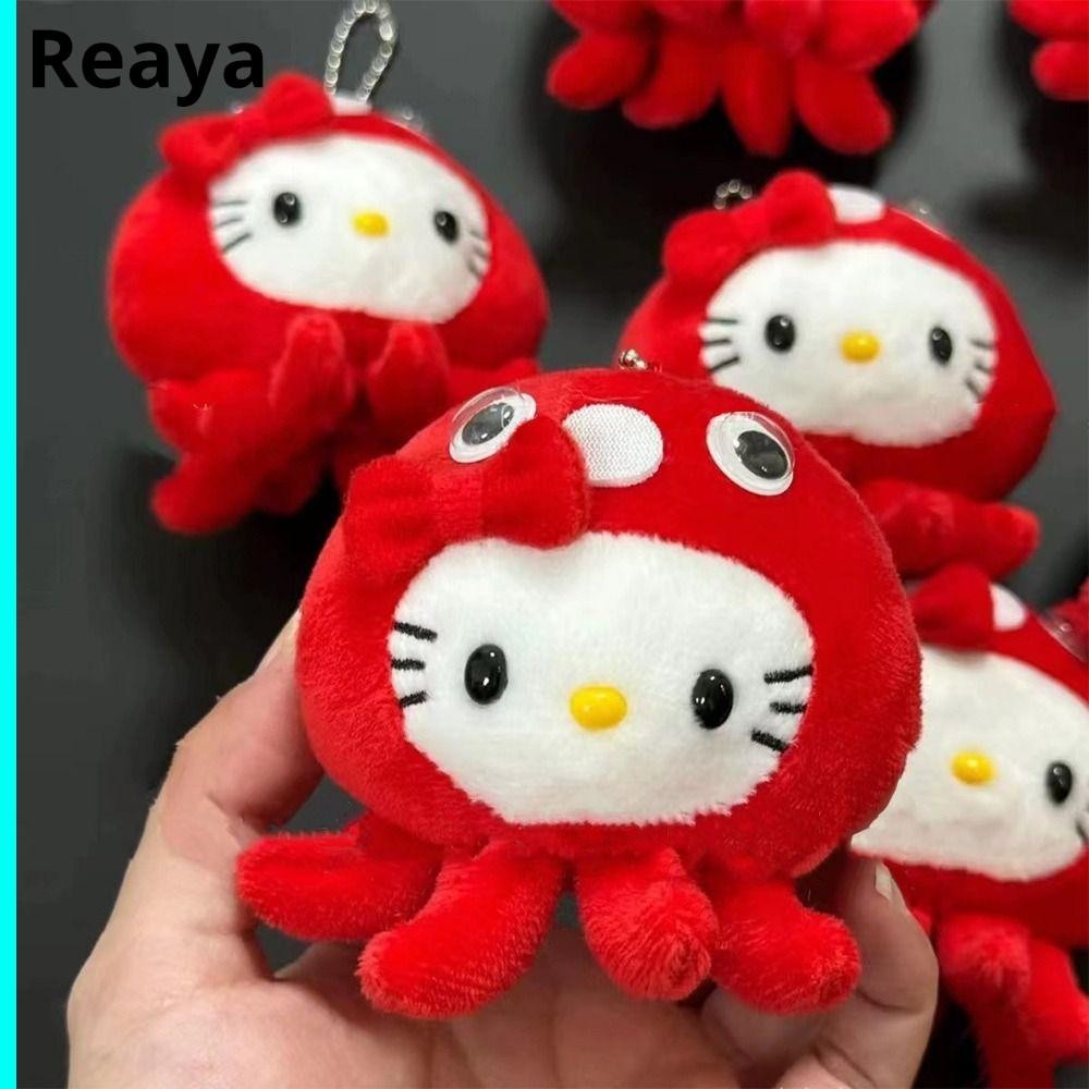 จี้ตุ๊กตา REAYA พร้อมโซ่ Bradde Hello Kitty Octopus พวงกุญแจ, Kawaii ...