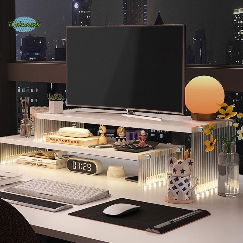 [Welcomebili] Dual Deck Transparent Computer Monitor Holder PC Screen ...