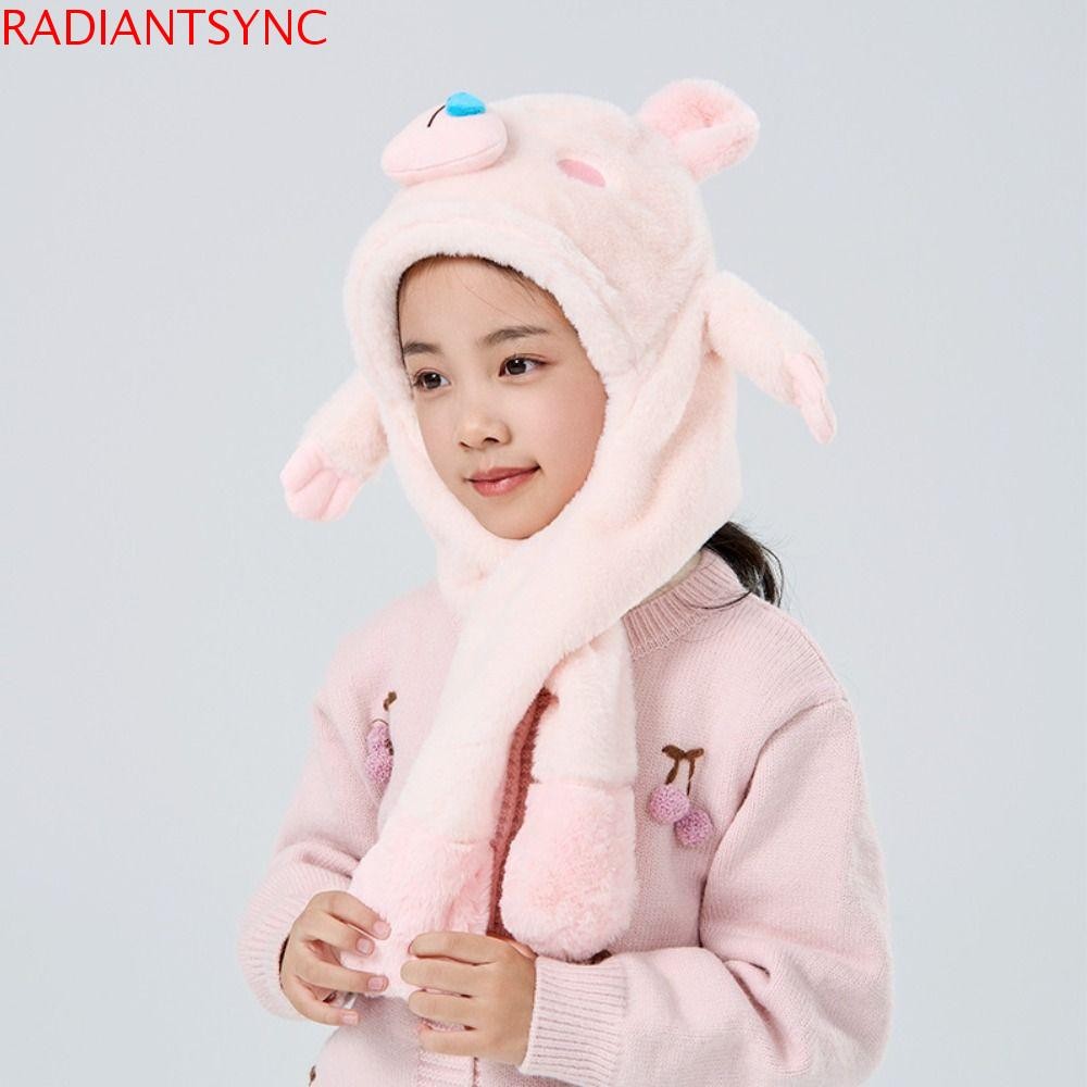 Radiantsync Capybara หมวกปุย, ขนแกะปะการังนุ่มน่ารักกระต่ายหูหมวก, กันลมหนาตลกของเล่นการ์ตูนเด็ก ...