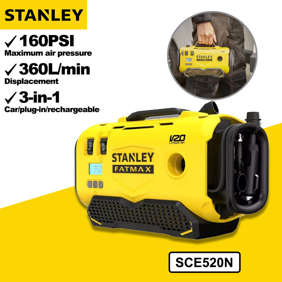 Stanley 20V 3 in 1 Inflatable ปั๊มรถ/Plug-in/แบตเตอรี่ปั๊มลมไฟฟ้าชาร์จ ...