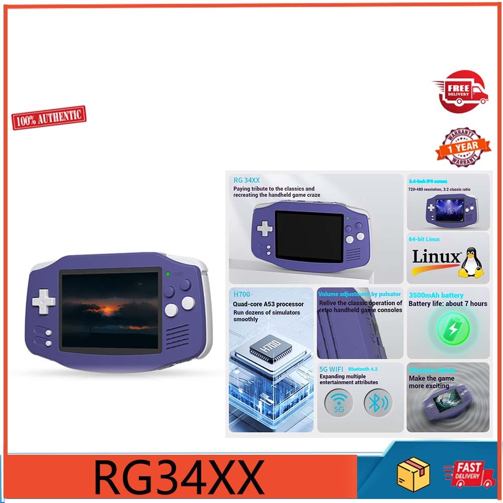 ANBERNIC RG34XX Classic Retro Gaming Console 3.4 นิ้ว IPS Full View ...