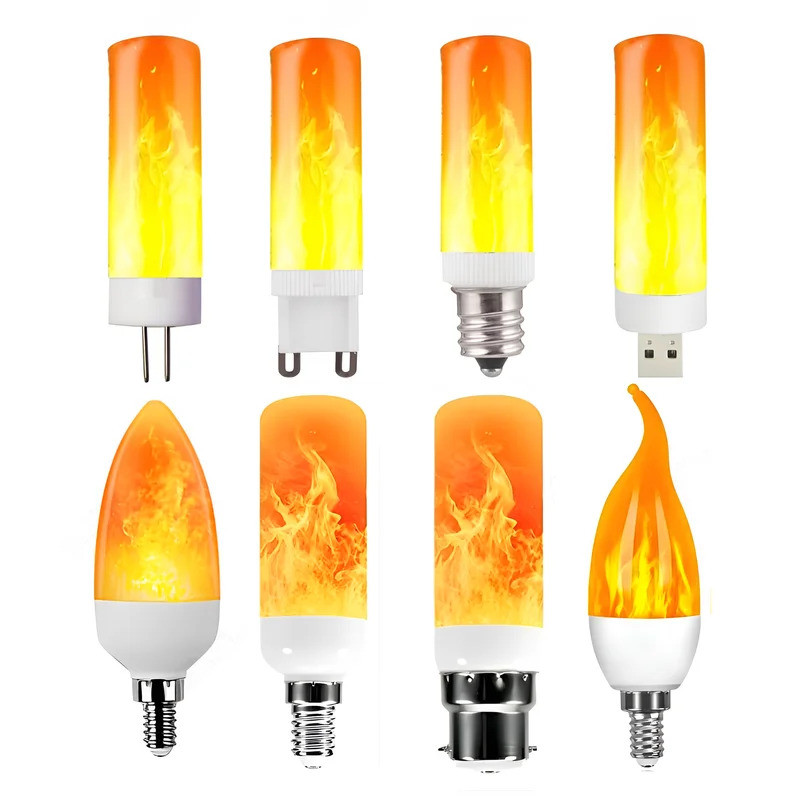 Led USB G4 G9 E14 E27 B22 บรรยากาศเปลวไฟกระพริบไฟเทียน 220V หนังสือโคมไฟไฟแช็กผลแสง | Shopee ...