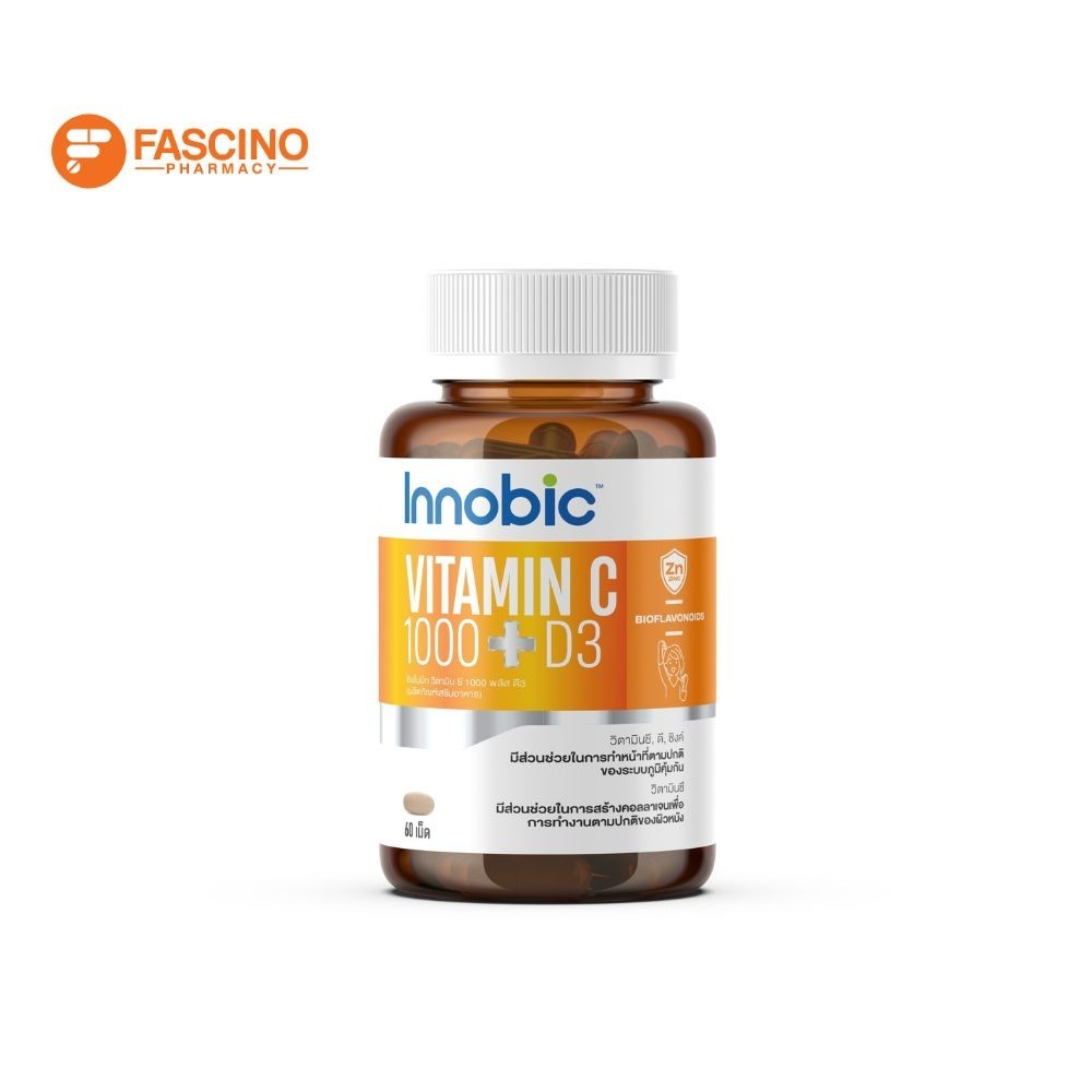 INNOBIC Vitamin C 1000 Plus D3 ผลิตภัณฑ์เสริมอาหารอินโนบิก วิตามินซี ...