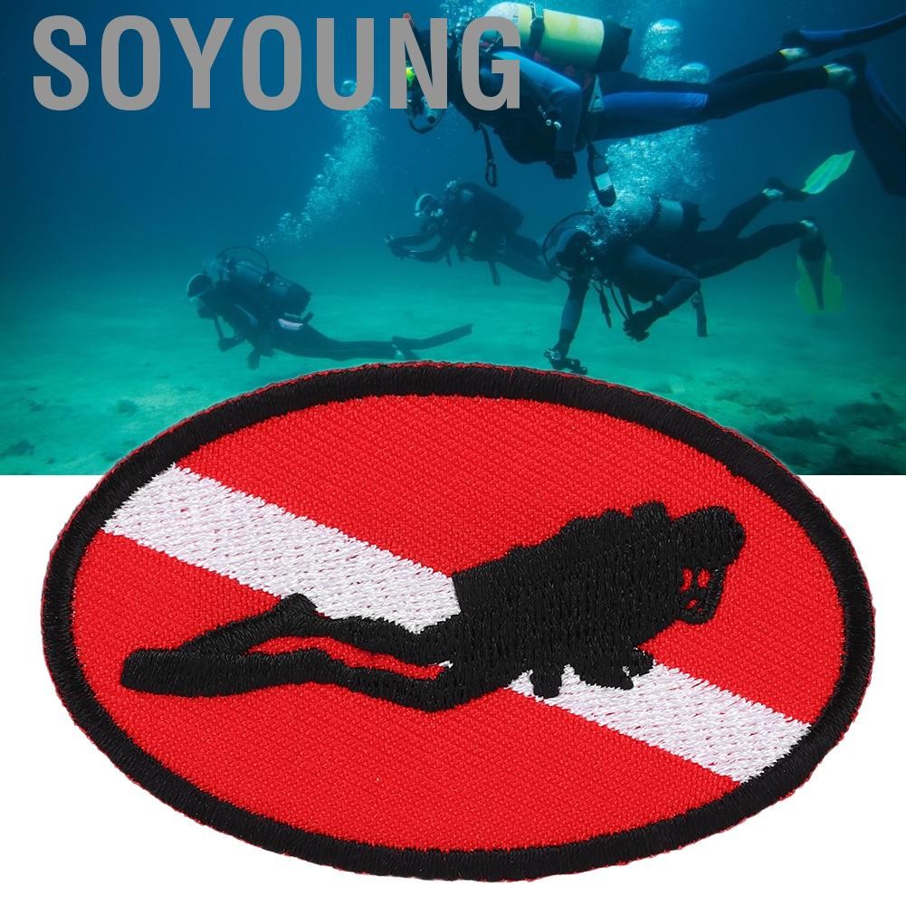 Soyoung 70x45 มม. Ellipse Diver Down Flag Patch แพทช์กระเป๋าเป้สะพายหลัง Badge ดำน้ำดำน้ำเหล็กบน ...