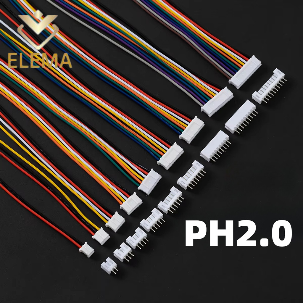 Ph2.0 2/3/4/5/6 Pin Pitch 2.0 มม.ความยาวสายไฟ 20 ซม.ปลั๊กชาย + ซ็อกเก็ต Connecto 26AWG ขั้วต่อ ...