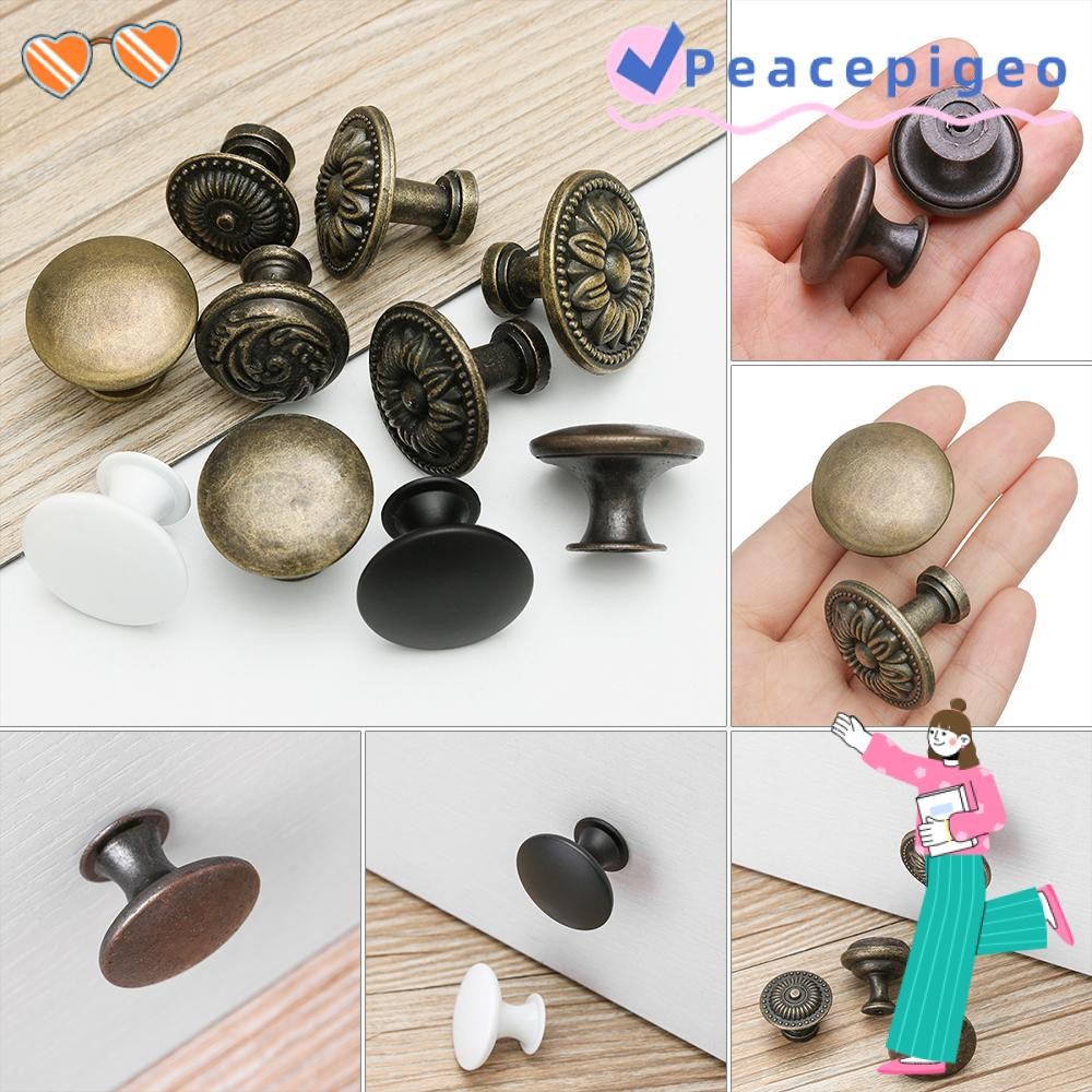 PEACEPIGEO 2 ชิ้นลิ้นชักลูกบิดฮาร์ดแวร์ห้องครัวทรงกลมเฟอร์นิเจอร์ตู้โบราณทองเหลืองตู้เสื้อผ้าดึง ...