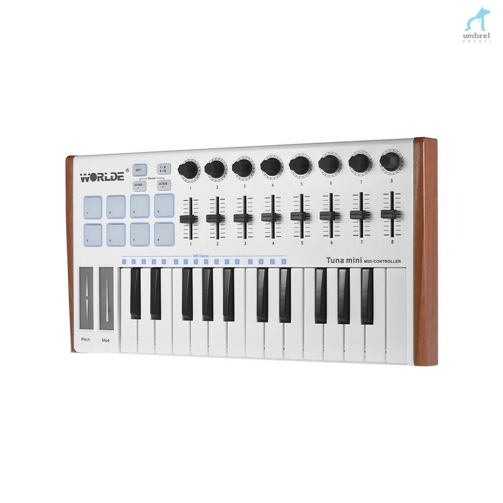 WORLDE TUNA MINI คอนโทรลเลอร์คีย์บอร์ด USB MIDI 25 คีย์แบบพกพาพิเศษ 8 ...
