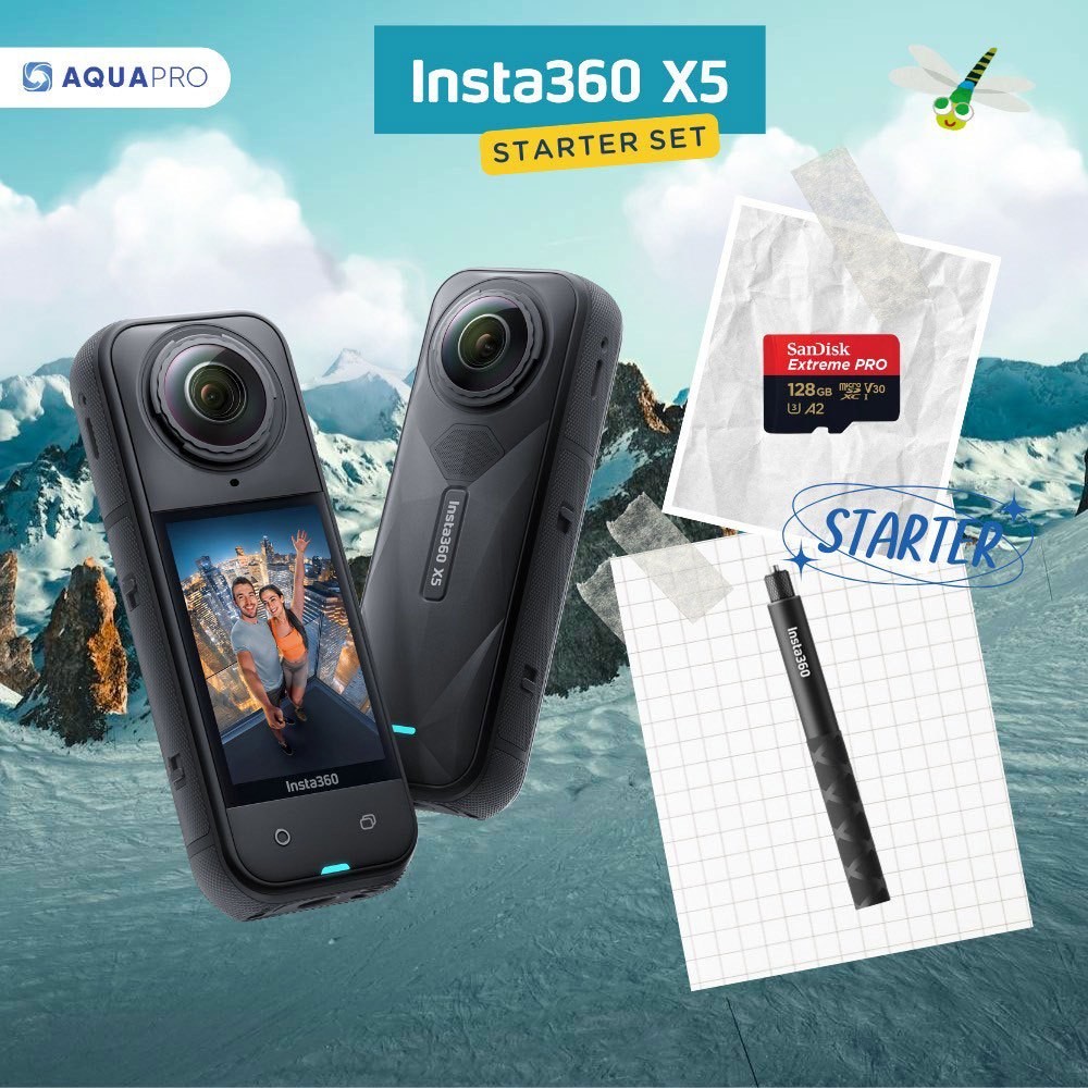 Insta360 X5 Starter Set ประกันศูนย์ไทย Insta360 X5 Action Camera 8K 360 Action Cam By Aquapro ...