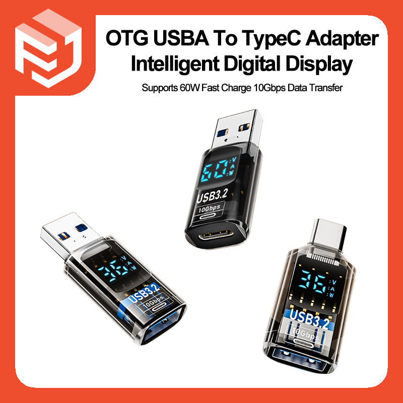 อะแดปเตอร์ OTG USBA เป็น TypeC จอแสดงผลดิจิตอลอัจฉริยะรองรับการถ่ายโอนข้อมูล 60W ชาร์จเร็ว ...