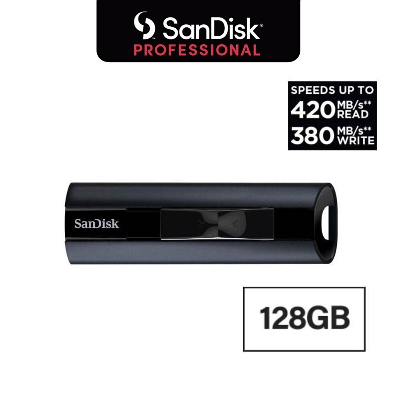 SanDisk Extreme Pro USB 3.2 Solid State Flash Drive 128GB Speed r420 ...