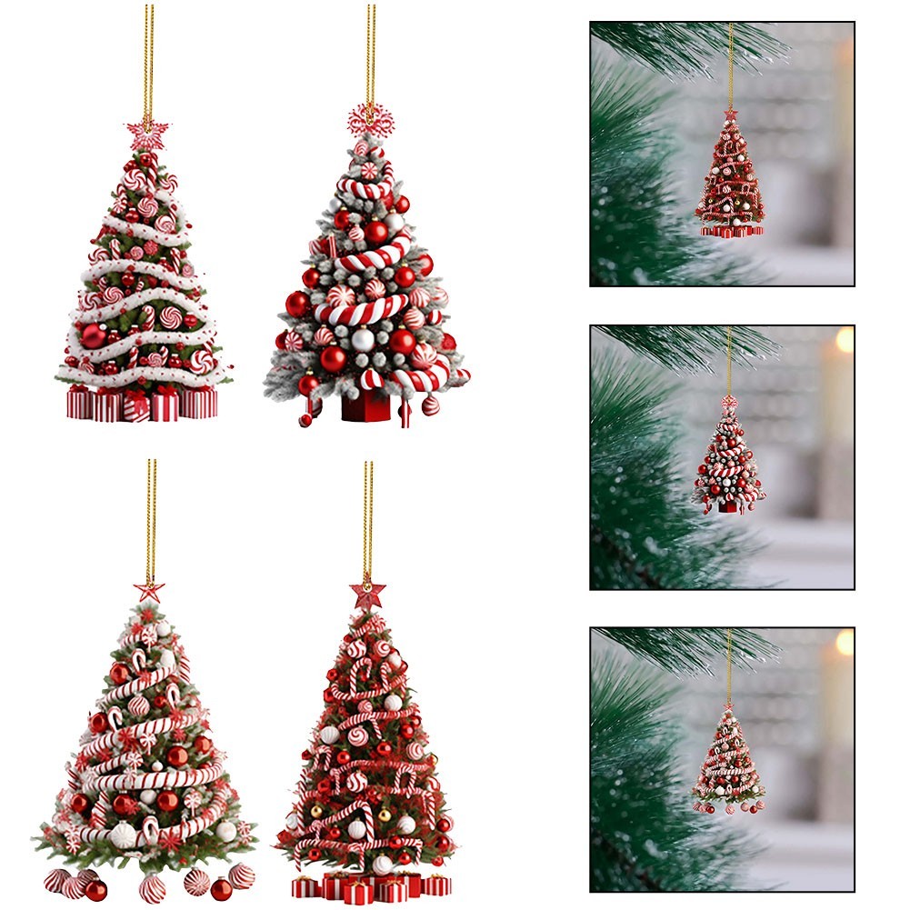 Sparkling Light Reflective Christmas Ornament in Red 8cm Acrylic Design ...