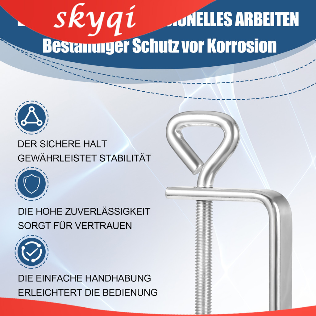 2x Silver Steel C Clamps Non-deforming Stable Fixation ทนต่อแรงกระแทก ...