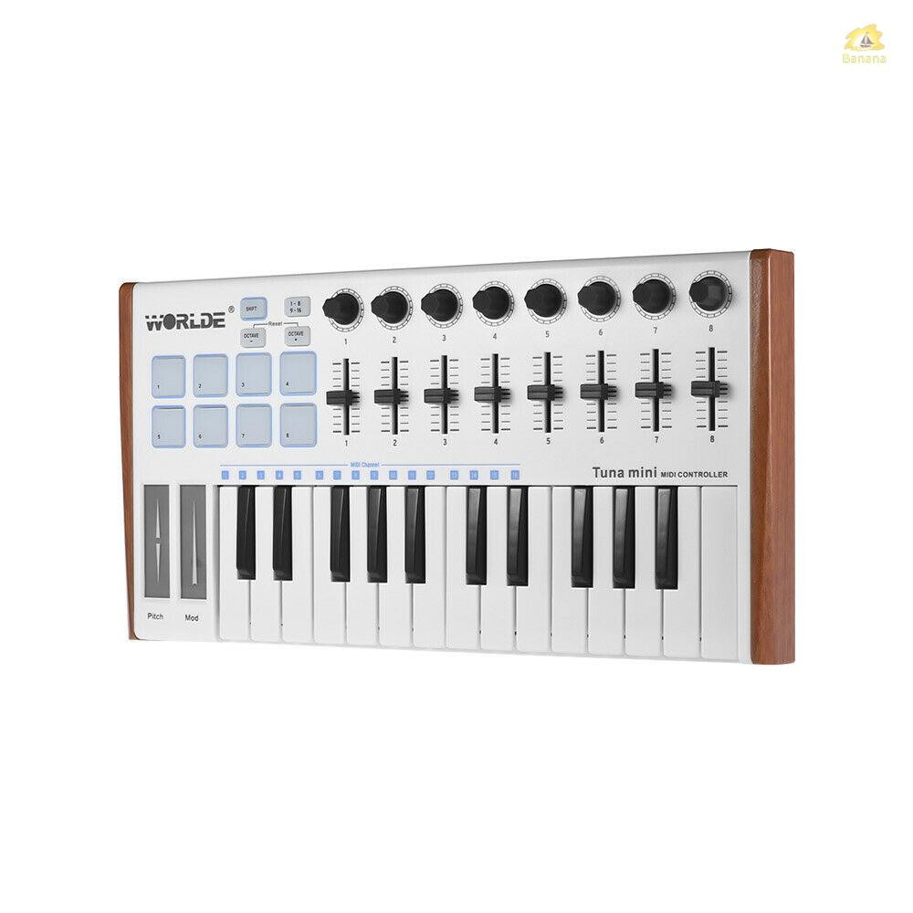 WORLDE TUNA MINI คอนโทรลเลอร์คีย์บอร์ด USB MIDI 25 คีย์แบบพกพาพิเศษ 8 ...