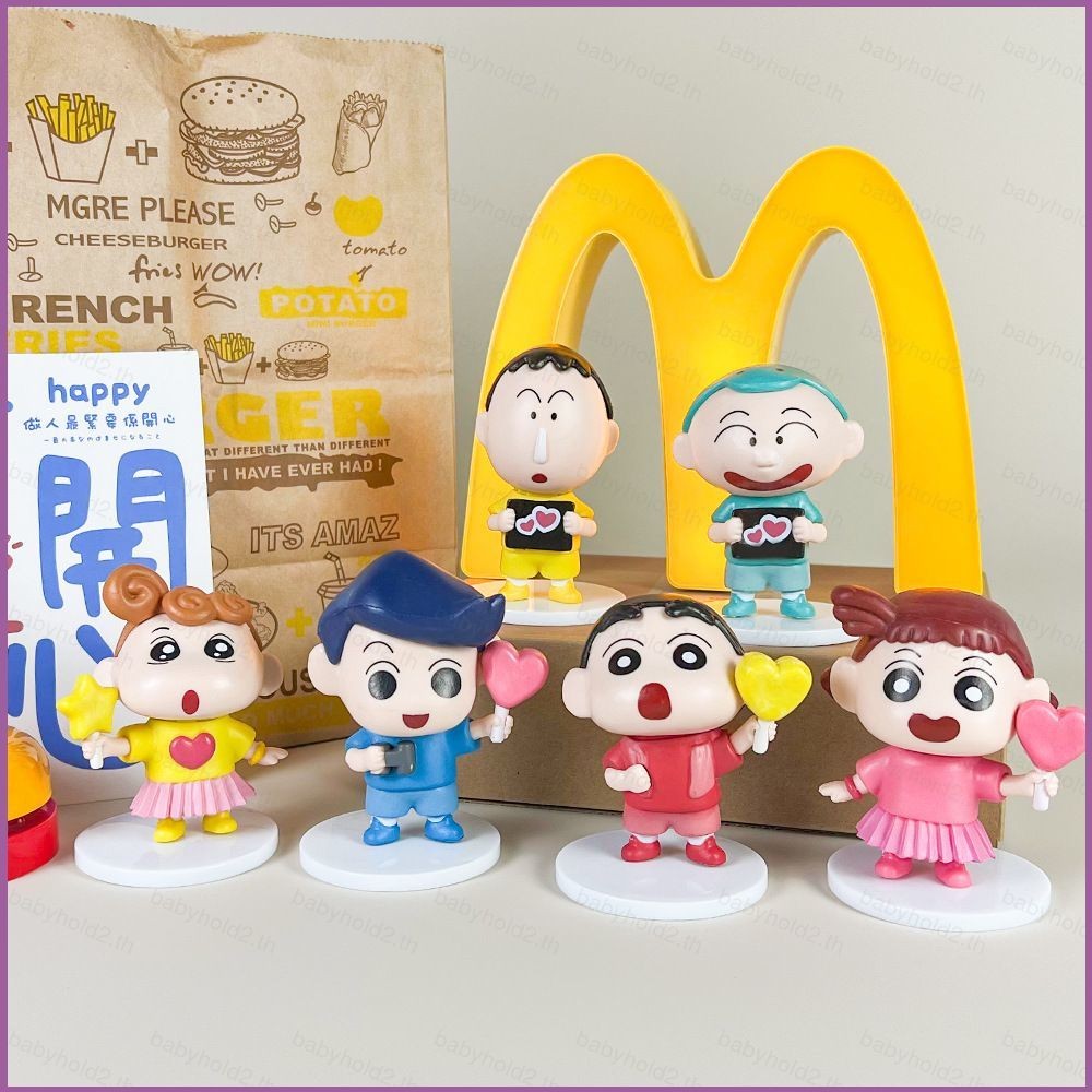 Yb 6 ชิ้น Crayon Shin-chan Action Figure พัดลมสนับสนุนกลุ่ม Himawari ...