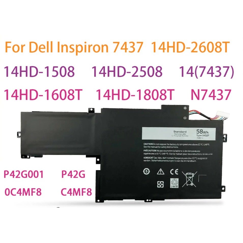 5kg27 แบตเตอรี่แล็ปท็อปสําหรับ Dell Inspiron 7437 N7437 14HD-2608T 14HD ...