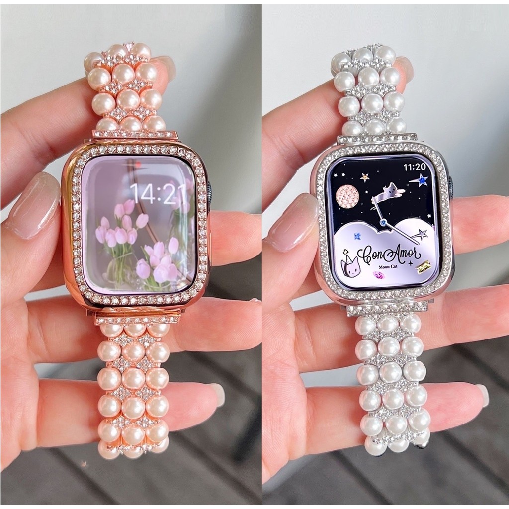 Elegant Pearl Strap Compatible for i Watch Strap Series10 9 8 7654321 ...