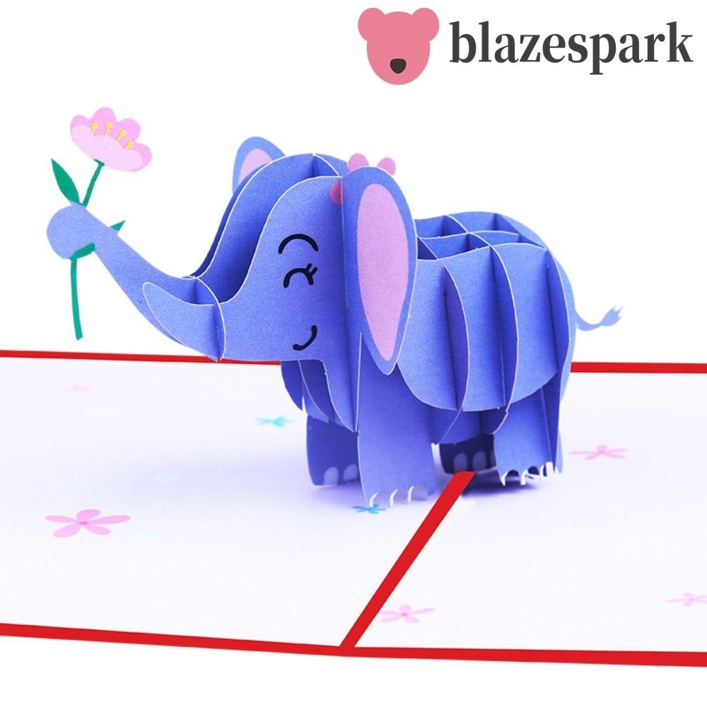 Blazespark การ์ดอวยพรช้าง, กระดาษน่ารัก 3D Pop Up การ์ดอวยพร, การ์ดข้อความ Handmade Elegant ...