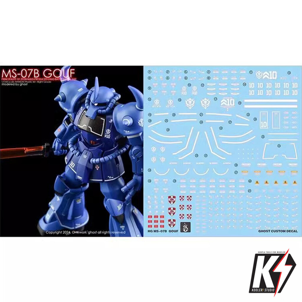 Waterdecal CG HG MS-07B Gouf #ดีคอลน้ำสำหรับติดกันพลา กันดั้ม Gundam ...